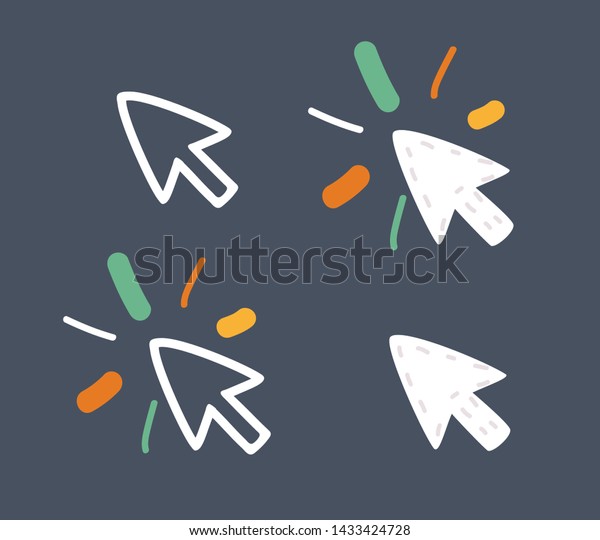 Cartoon Vector Illustration Set Arrow Cursors Stock Vector (Royalty ...