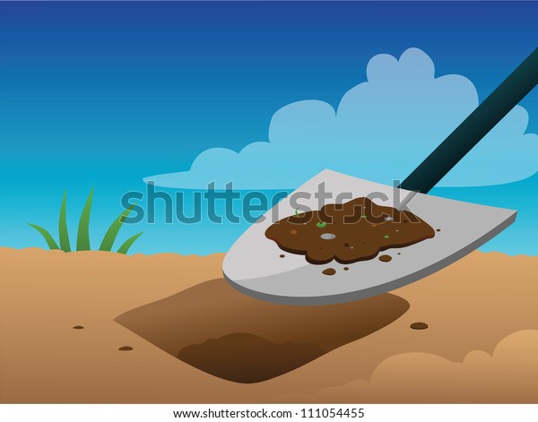 Cartoon Vector Illustration Shovel Digging Stock Vector (Royalty Free ...