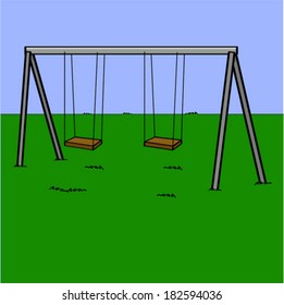 Cartoon Vector Illustration Showing Abandoned Playground Stock Vector ...