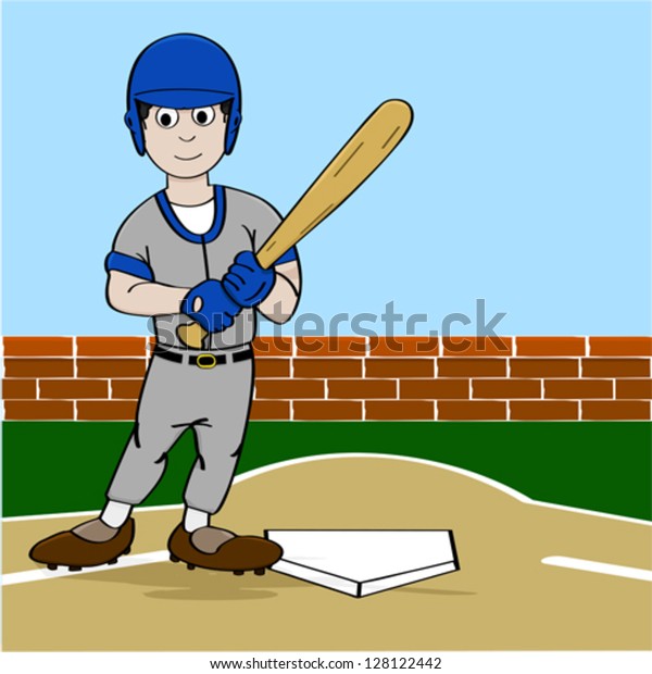 Cartoon Vector Illustration Showing Baseball Player Stock Vector ...