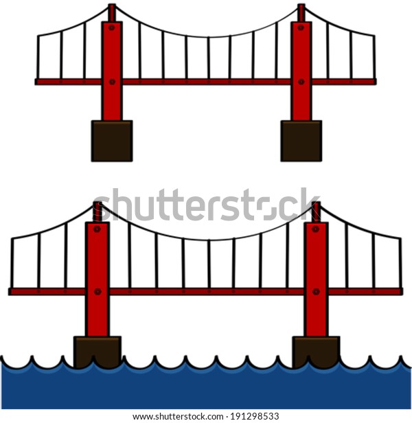Cartoon Vector Illustration Showing Bridge Standing Stock Vector ...