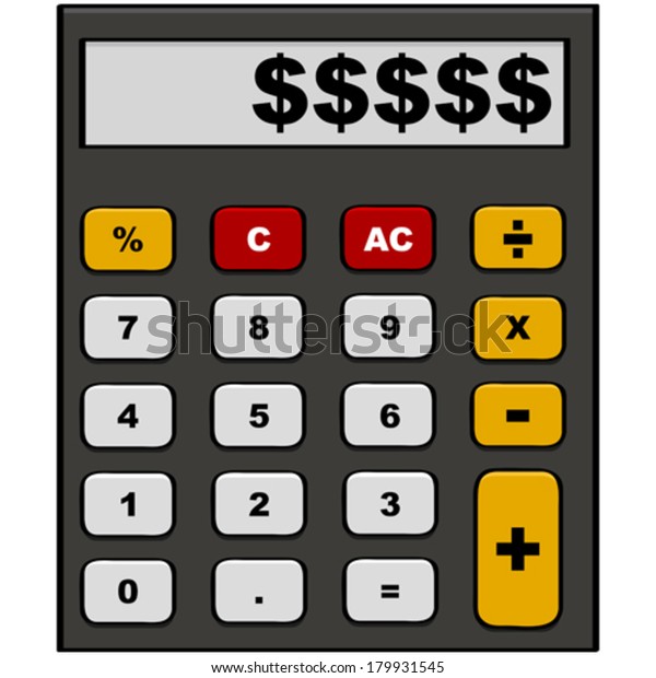 Cartoon Vector Illustration Showing Calculator Dollar Stock Vector ...