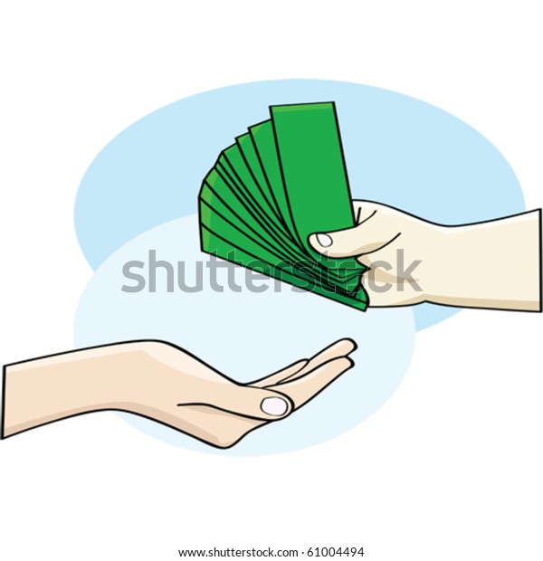Cartoon vector illustration showing a hand giving money and an open ...