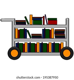Cartoon Vector Illustration Showing Library Cart Stock Vector (Royalty ...