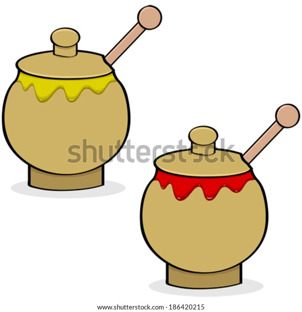 Cartoon Vector Illustration Showing Pot Mustard Stock Vector (Royalty ...