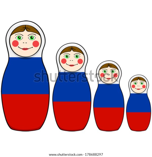 Cartoon Vector Illustration Showing Russian Dolls Stock Vector (Royalty ...