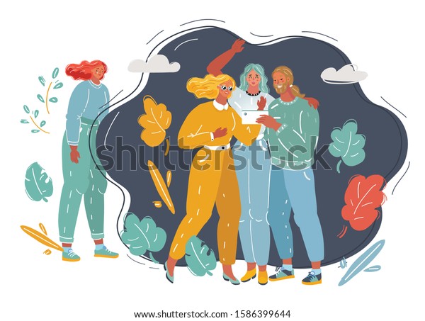 Cartoon Vector Illustration Shy Characters Young Stock Vector (Royalty ...
