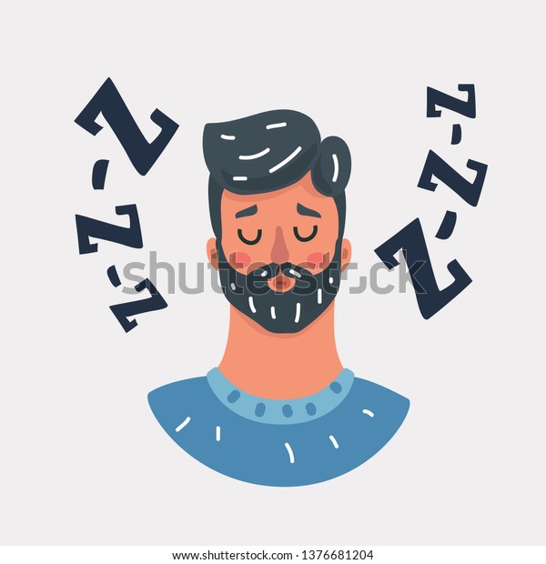 Cartoon Vector Illustration Sleepy Man Snooring Stock Vector (Royalty ...