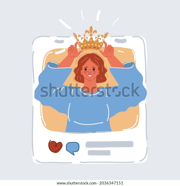 Cartoon Vector Illustration Social Media Addiction 库存矢量图（免版税）2036347151 ...