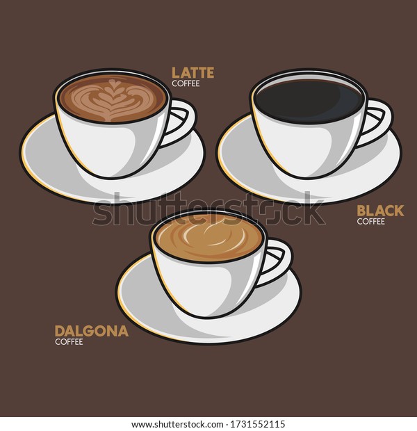 Cartoon Vector Illustration Some Cup Coffee Stock Vector (Royalty Free ...