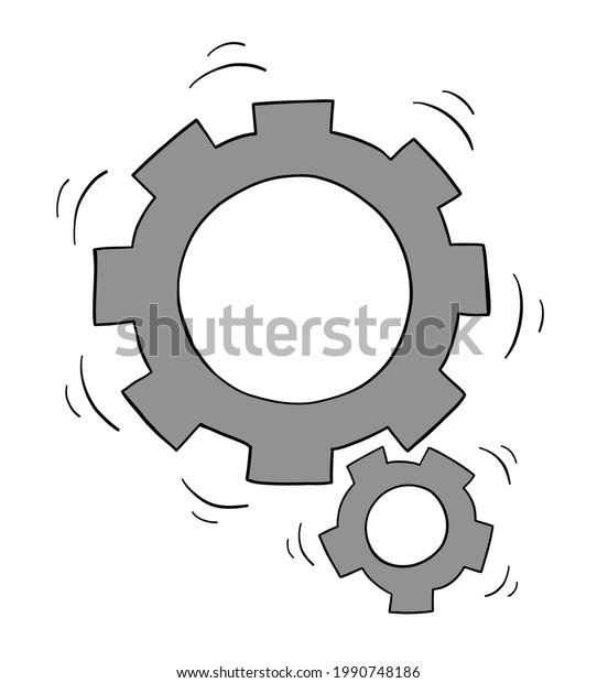 Cartoon Vector Illustration Spinning Gears Colored Stock Vector ...