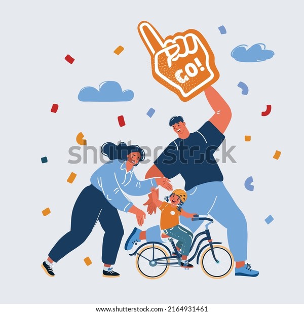 Cartoon Vector Illustration Successful First Ride: เวกเตอร์สต็อก (ปลอด ...