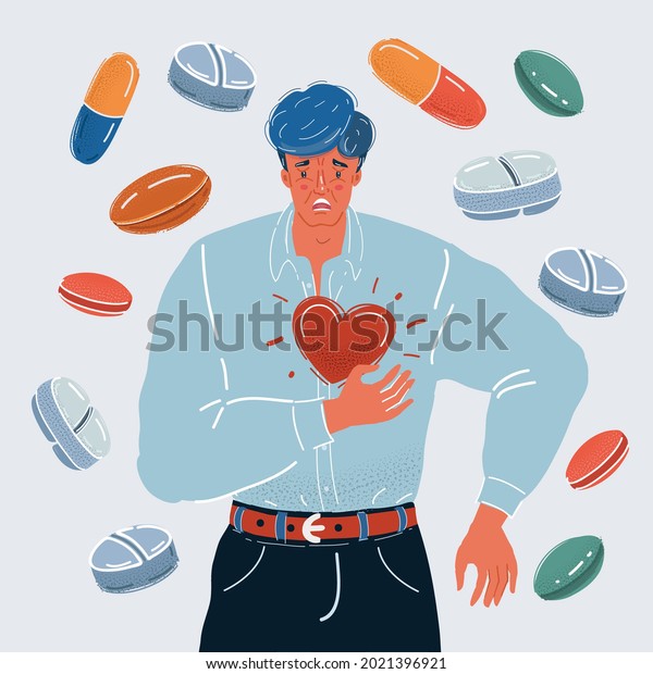 Cartoon Vector Illustration Sudden Chest Pain Stock Vector (Royalty ...