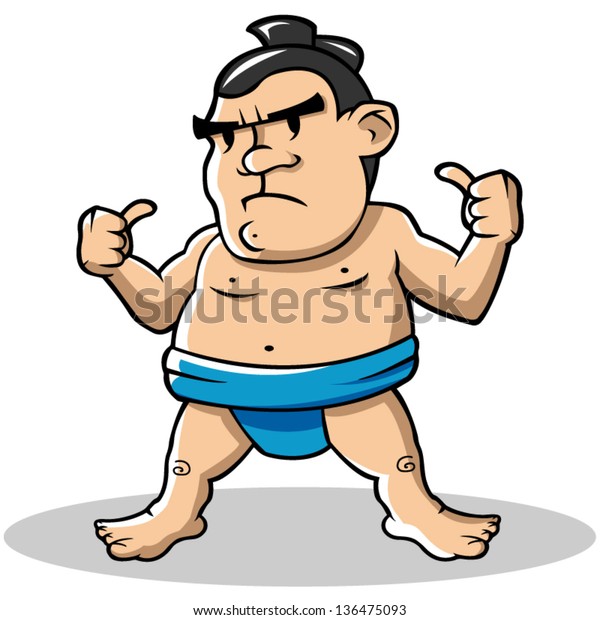 Cartoon Vector Illustration Sumo Wrestler Stock Vector (Royalty Free ...