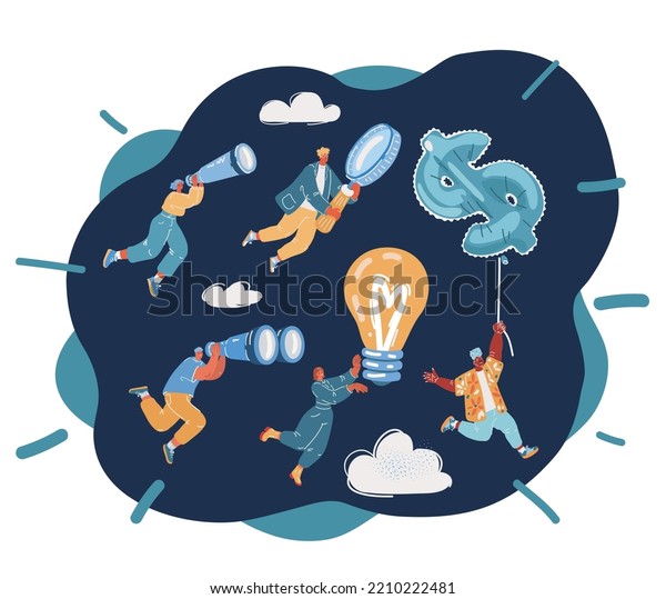 Cartoon Vector Illustration Teamwork Search Business Stock Vector ...