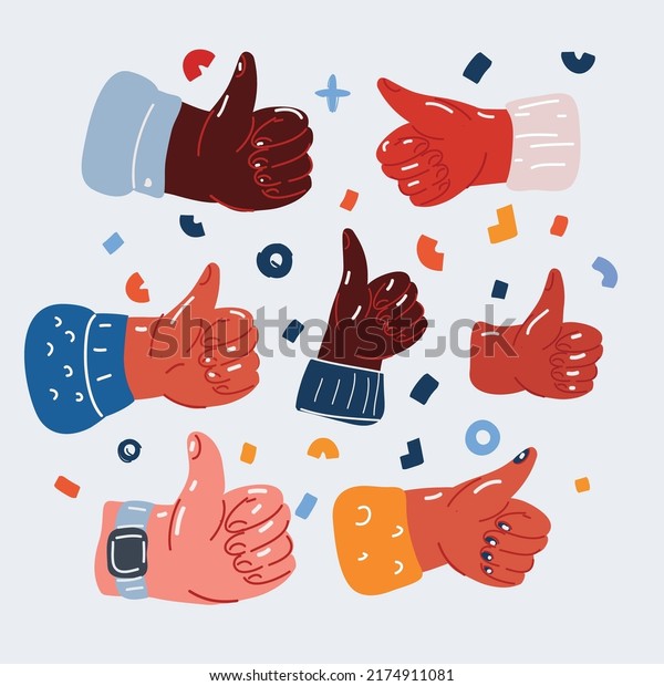 Cartoon Vector Illustration Vector Thumbs Set Stock Vector (Royalty ...