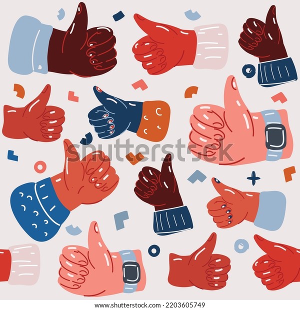 Cartoon Vector Illustration Thumbs Symbols Pattern Stock Vector ...