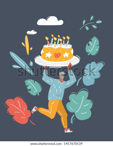 Cartoon Vector Illustration Tiny Man Holding Stock Vector (Royalty Free ...