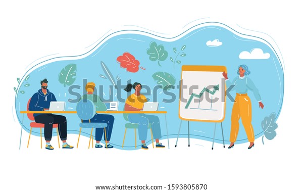 Cartoon Vector Illustration Training Where Group Stock Vector (Royalty ...