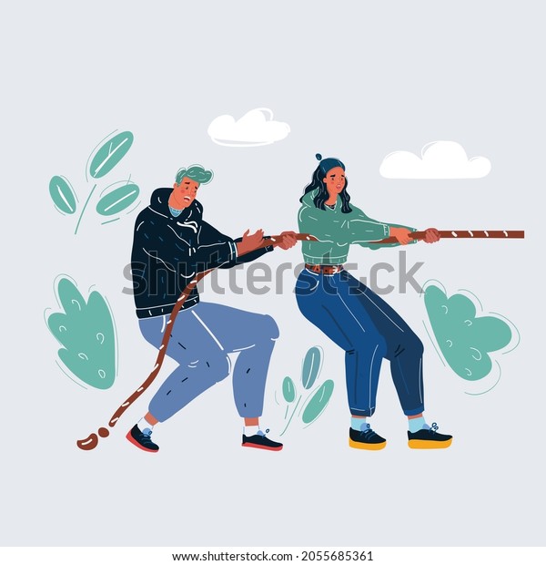Cartoon Vector Illustration Tug War Team Stock Vector (Royalty Free ...