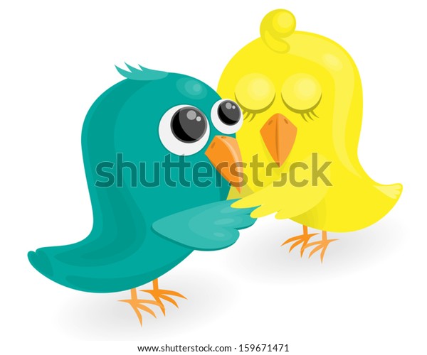 Cartoon Vector Illustration Two Birds Love Stock Vector (Royalty Free ...