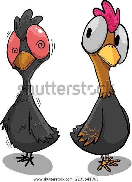 Cartoon Vector Illustration Two Chickens Stock Vector (Royalty Free ...
