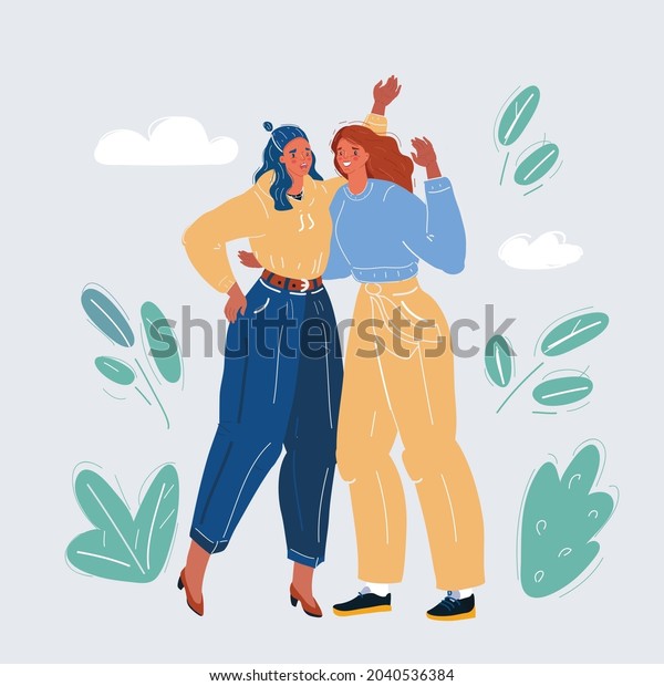 Cartoon Vector Illustration Two Friends Having Stock Vector (Royalty ...