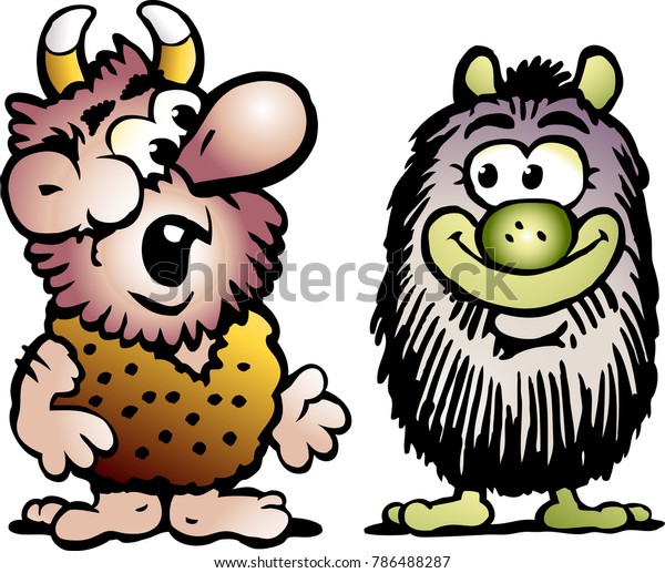 Cartoon Vector Illustration Two Funny Goblins Stock Vector (Royalty ...