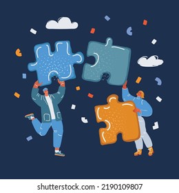 Cartoon Vector Illustration Two People Connecting Stock Vector (Royalty ...