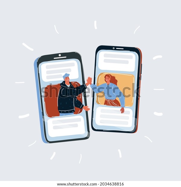 Cartoon Vector Illustration Two Persons Give Stock Vector (Royalty Free ...