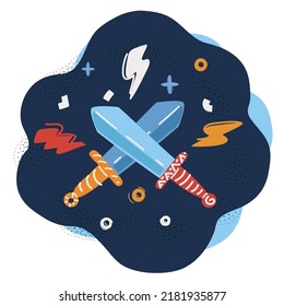 Cartoon Vector Illustration Two Swords Fight Stock Vector (Royalty Free ...
