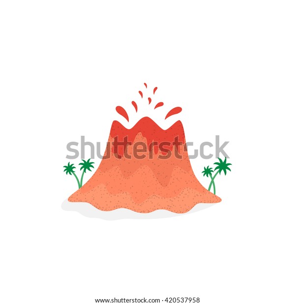 Cartoon Vector Illustration Volcano Palms Decals Stock Vector (Royalty ...