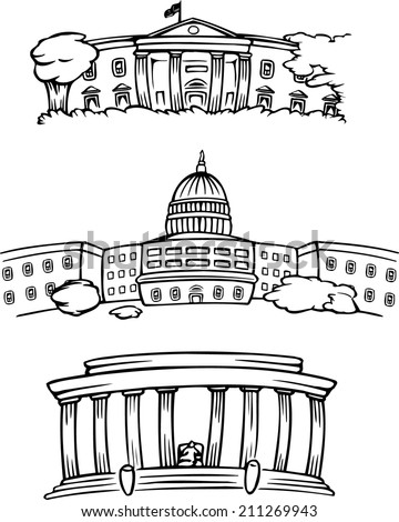Cartoon Vector Illustration Washington DC Buildings Stock Vector ...