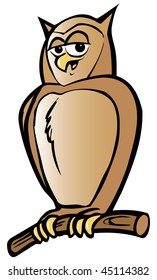 Cartoon Vector Illustration Wise Old Owl Stock Vector Royalty Free