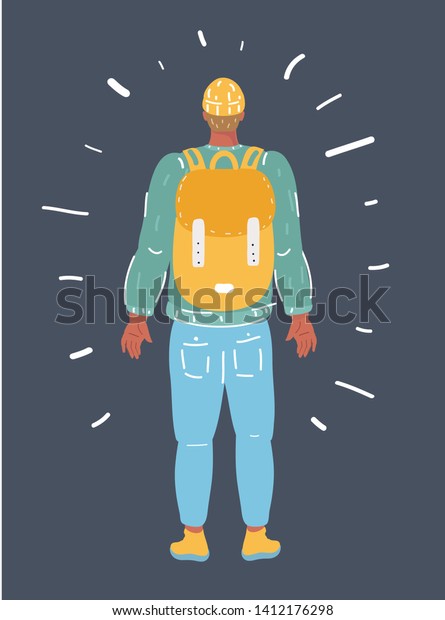 Cartoon Vector Illustration Young Boy Back Stock Vector (Royalty Free ...