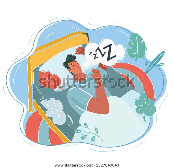 Cartoon Vector Illustration Young Man Sleeping Stock Vector (Royalty ...