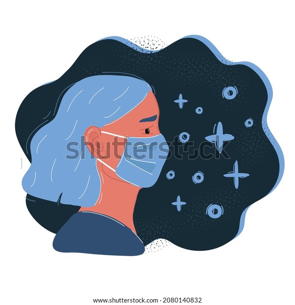Cartoon Vector Illustration Young Sick Woman Stock Vector (Royalty Free ...