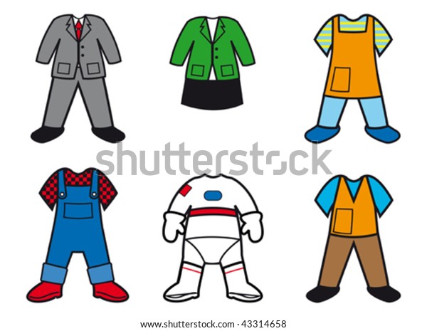 Cartoon Vector Illustrations Career Costumes Stock Vector (Royalty Free ...