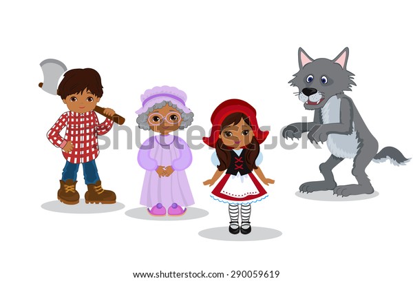 Cartoon Vector Illustrations Set Little Red Stock Vector (Royalty Free ...