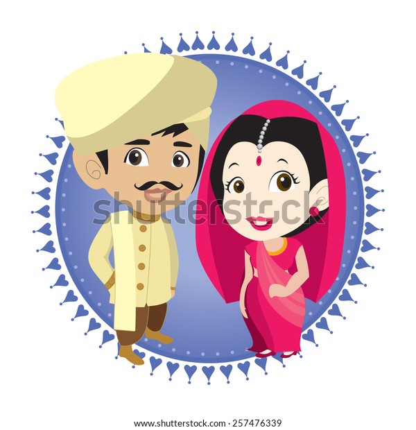 Cartoon Vector Indian Bride Groom Stock Vector (Royalty Free) 257476339 ...