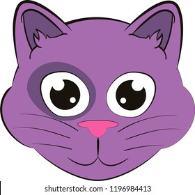 Cartoon Vector Isolated Face Purple Cat Stock Vector (Royalty Free ...