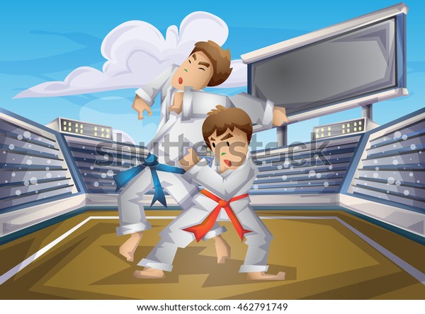 Cartoon Vector Judo Sport Separated Layers Stock Vector (Royalty Free ...
