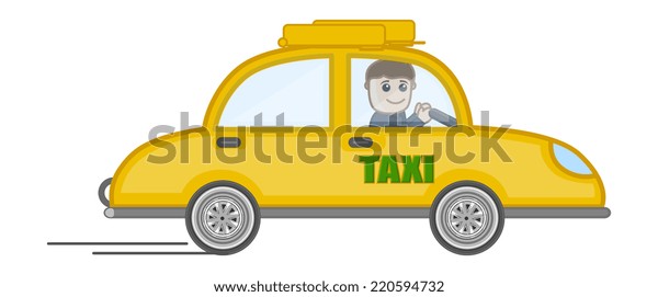 Cartoon Vector Man Driving Taxi Stock Vector (Royalty Free) 220594732 ...