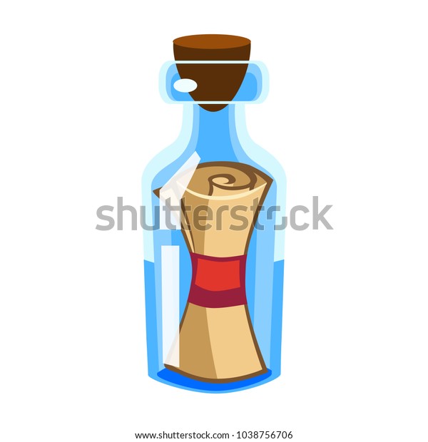 Cartoon Vector Message Bottle: vector de stock (libre de regalías ...