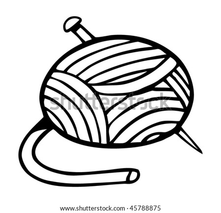 Cartoon Vector Outline Illustration Ball Yarn Stock Vector (Royalty ...