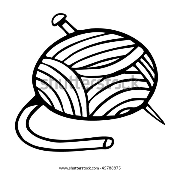 Cartoon Vector Outline Illustration Ball Yarn Stock Vector (Royalty ...