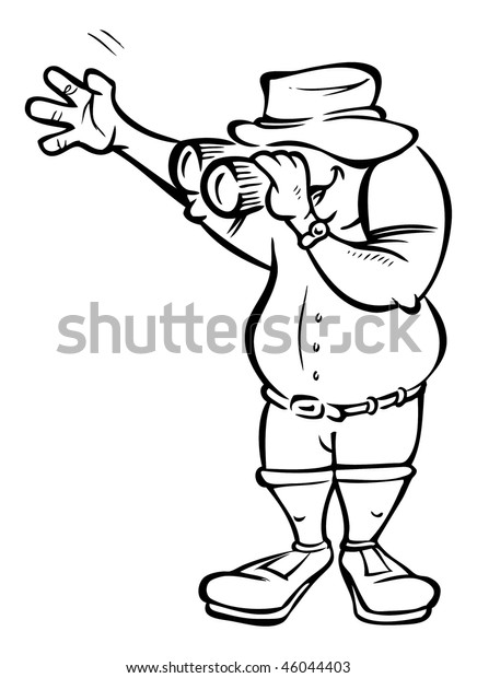 Cartoon Vector Outline Illustration Birdwatcher Guy Stock Vector ...