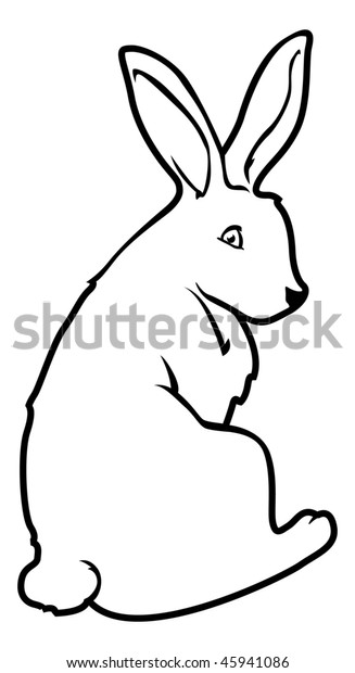 Cartoon Vector Outline Illustration Bunny Sitting Stock Vector (Royalty ...
