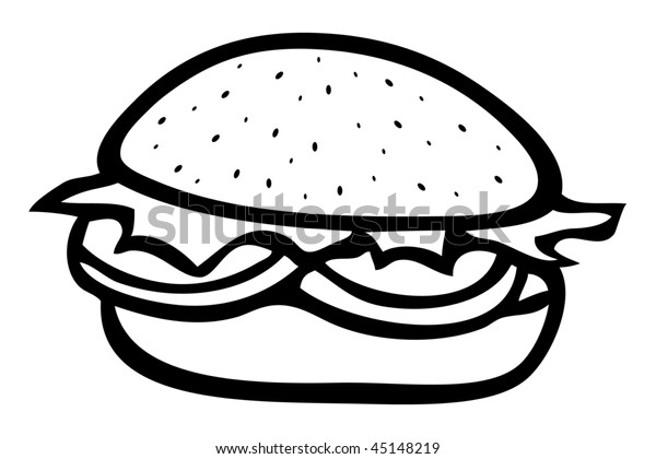 Cartoon Vector Outline Illustration Hamburger Stock Vector (Royalty ...