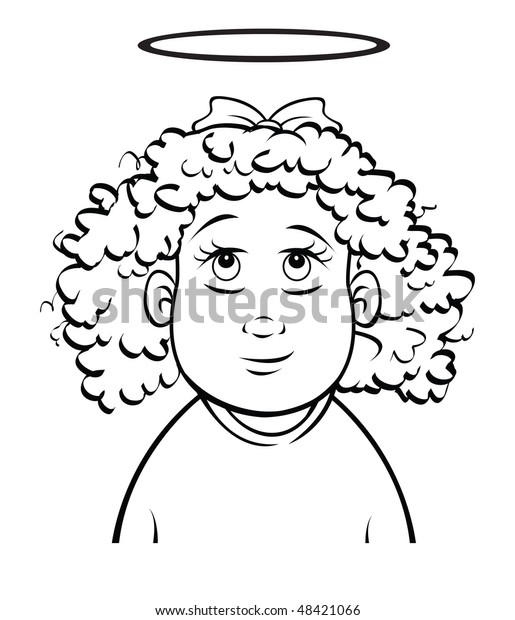 Cartoon Vector Outline Illustration Innocent Girl Stock Vector (Royalty ...